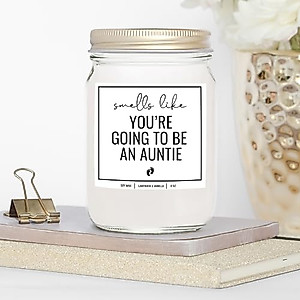 YouNique Designs Pregnancy Announcement for Aunt, Sister, Auntie 8 oz Candle - Aunt Pregnancy Announcement Gift - Smells Like Youre Going to be an Aunt Candle - New Aunt Gifts (Lavender & Vanilla)