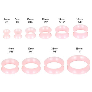 Oyaface 20 PC Tunnel Set Soft Silicone Flesh Tunnel Plug Eyelet 2g-25mm Flexible Ear Stretching Gauge Lightpink