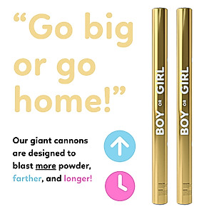 (2 Blue) Giant Gender Reveal Powder Cannon with Holi Powder | TUR Party Supplies | No Mess 100% Biodegradable | 24 inch | Confetti Poppers for Baby Boy or Girl Gender Reveal Decorations