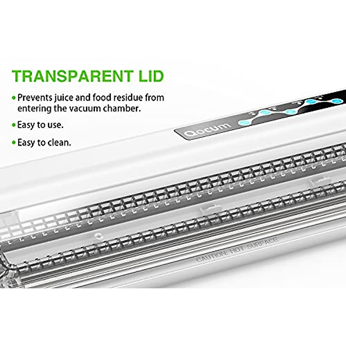 Qocum Vacuum Sealer Machine for Food Savers and Sous-Vide, Automatic Food Sealer with Dry/Moist/Normal/Gentle Mode, Clear Cover Design, food saver Vacuum Sealer Compatible with All Vacuum Sealer Bags