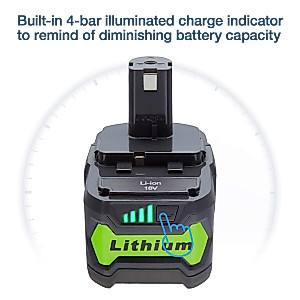 Dutyone 2 Pack 6000mAh Replacement Battery Compatible with Ryobi 18V ONE+ Plus P102 P103 P104 P105 P107 P108 P109 P122 Cordless Power Tools 18 Volt Lithium ion Battery