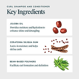 Virtue Curl Sulfate Free Shampoo and Conditioner Set with Jojoba Oil for Curly Hair with Frizz Control, Color Safe, 17 Fl Oz Each