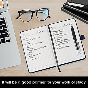 (3 Pack) Pocket Notebook Journal, Hardcover Small Mini Notebooks with Pens for Work, 3.7" x 5.7" A6 Notebook College Ruled with 100Gsm Premium Thick Lined Paper, Black Leather