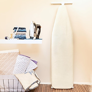 Wool Reversible Fitted Ironing Board Cover - 2 in 1 - One Side Wool One Side Cotton (Fits 54" x 18" Standard Ironing Boards) (Pink)