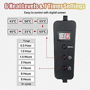 Heated Leg Warmer & Hand Warmer, Electric Lower Body Heated Wrap Therapy Wearable Heating Blanket for Circulation, Foot Warmer Under Desk, 6 Heat & 7 Timer Settings