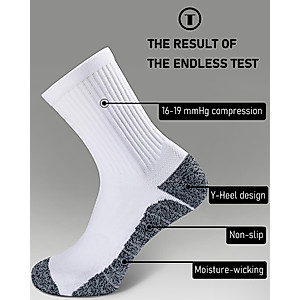 SITOISBE Cushioned Compression Unisex Mid-crew Socks 4-Pack, X-Large, White