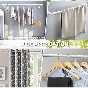 Clothes Rack, 46inches Industrial Pipe Clothing Rack Heavy Duty Garment Racks Wall Mounted Closet Rod White Wardrobe Rack for Hanging Clothes