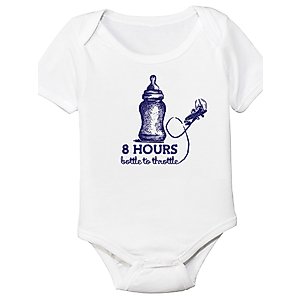 8 Hours Bottle to Throttle, Aviation Themed Baby Onesie (6 Month)