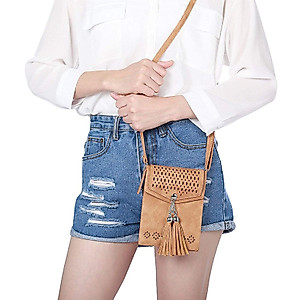 seOSTO 2 packs Womens Small Crossbody Bag, Tassel Cell Phone Purse Holder Wallet