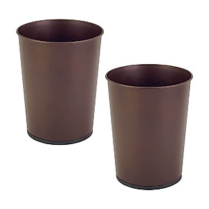 Bath Bliss 5 Liter Small Wastebasket | 2 Pack | Round Open Top | Trash Can | Bathroom | Bedroom | Kitchen | Office | Dorm | Disposal Waste Bin | Garbage | Oil Rubbed Bronze