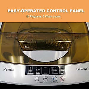 Panda Portable Washing Machine 10 LBS Load Volume, Fully Automatic 1.34 Cu.ft Laundry Washer with Built-in Drain Pump, Top Load Clothes Washer for Apartment and Household, Yellow