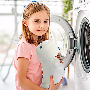 Sosation 4 Pcs White Seal Stuffed Animal Plush Seal Toy Stuffed Chubby Seal Animal Dolls Cute White Seal Pillows Gifts for Boy Girls Babies Toddlers Birthday Gifts, 10 Inch