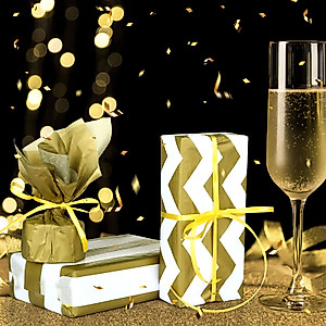 Naler 300 Sheets Metallic Tissue Paper Bulk Metallic Gold Gift Wrapping Tissue Paper for Gift Bags DIY Crafts Christmas Birthday Wedding Party Favors Decoration Flower Pom Pom, 8"X12"