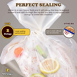 Brining Bag, 26"×22", 2 Pack, Extra Large Turkey Brine Bag with 2 Strings and 2 Larger Clips, Thickened materials, Double Track Zippers Brine Bags, Brining Bags for Turkey, Ham, Beef, Marinade
