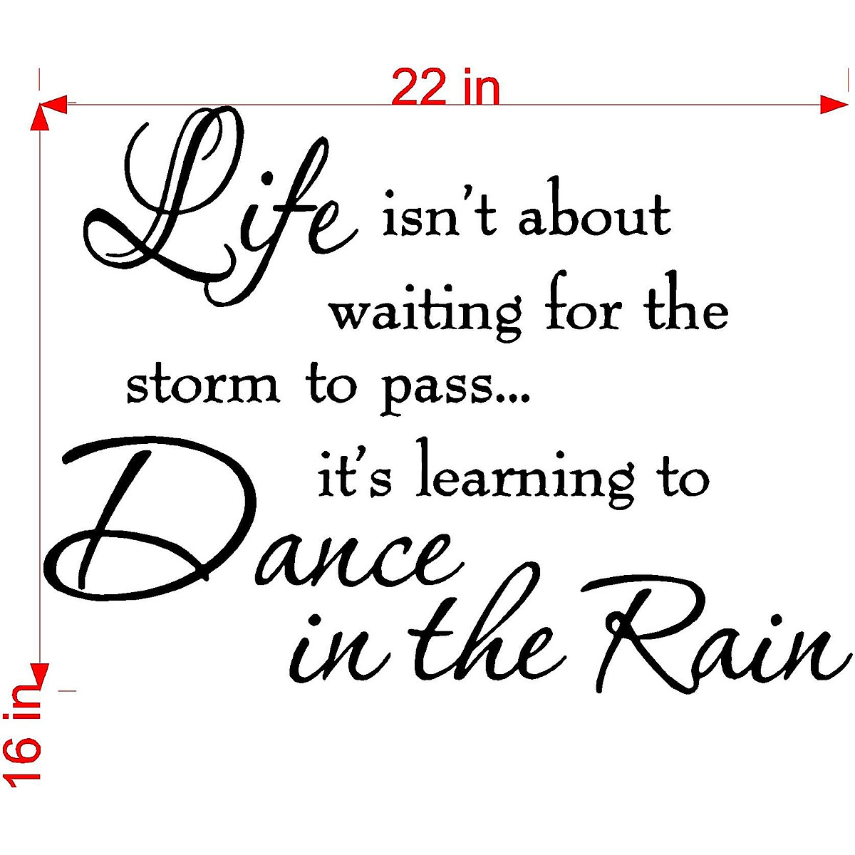 Life Isnt About Waiting for The Storm to Pass Its Learning to Dance in The Rain Vinyl Wall Decal Inspirational Quotes