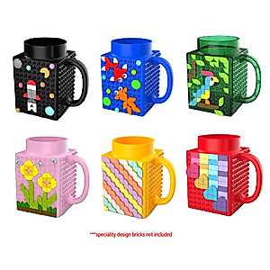 IndieBrick build-on brick cup coffee mug compatible with Lego Building Blocks GREEN