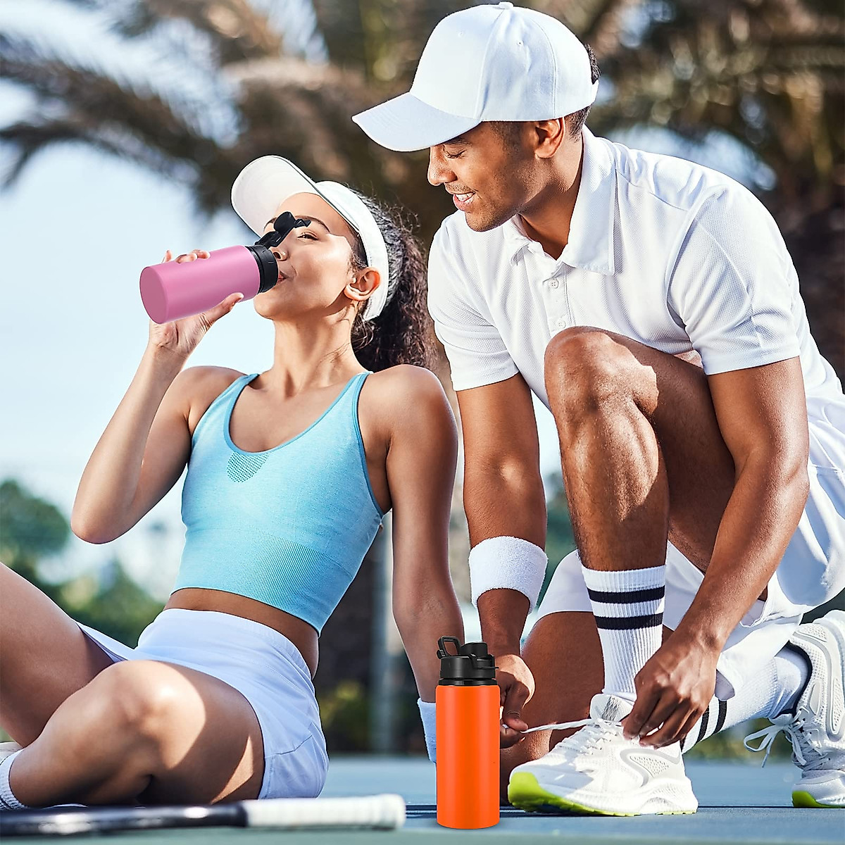 Sunnyray 16 Pcs Aluminum Water Bottle Bulk Multicolor Reusable Sports Bottle with Snap Lids Multipack Vacuum Water Flask for Travel Camping, Picnics, Gym, Hiking, Cycling, Fishing (20 Oz)