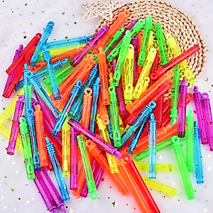 JOYIN 102 Pcs 6 Colors Mini Bubble Wands Bulk Party Favors Assortment Toys for Kids, Carnival Prizes, Wedding, Outdoor Gifts for Girls & Boys, Easter Basket Stuffers Goodie Gift Bag Stuffer Fillers