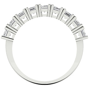 2.61 ct Emerald Cut Clear Simulated Diamond 14k White Gold Eternity Wedding Engagement Promise anniversary Band Sz 6.75