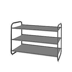 MAX Houser 3-Tier Shoe Rack, Fabric Shoe Shelf for Closet Bedroom Entryway (Dark Grey)