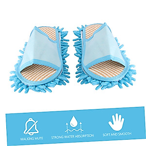 HEALLILY 1 Pair Slippers Floor Cleaner Mop Shoe Covers for Indoors Floor Mops Slipper Boots for Women Mop Socks for Floor Cleaning Universal Straw Mat Dust Collector Miss Rattan Mat Straw