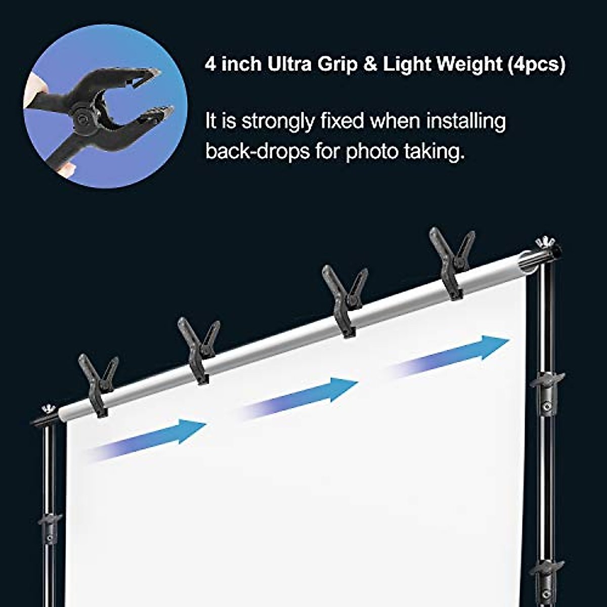 LimoStudio (Heavy Duty) 12.4 ft. Wide x 10 ft. Tall Backdrop Stands, High Stability with 1.45" Thick Pole, Adjustable Width & Length, Background Support System Kit with Super Spring Clamps, AGG1782