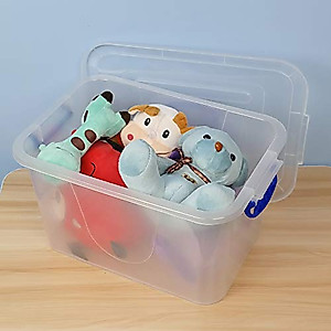 Vababa 4-Pack 12 L Clear Plastic Latch Storage Boxes with Lids