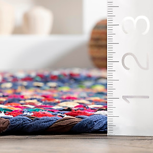 nuLOOM Tammara Bohemian Hand Braided Area Rug, Oval 5x8, Blue