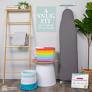 Air World Ironing Board Cover – Heavy Duty Ironing Board Pad with Adjustable Elastic Skirt, Bonus Hook & Loop Fasteners for 15X54 - Stain & Heat Resistant Iron Board Protective Cover