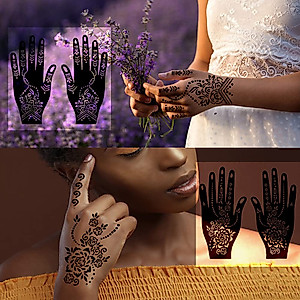 QSTOHENA 14 Sheets Henna Tattoo Stencils Kit for Hand Body Art, Indian Arabian Temporary Tattoo Template Mehndi Stencil Stickers