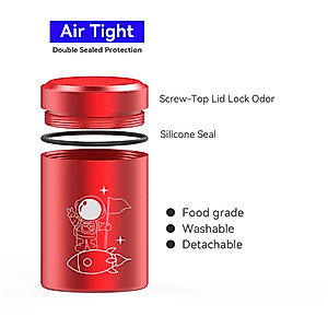 CUMFYHOUS 2 Pack Portable Aluminum Storage Jar,Airtight Smell Proof Container,Stash Jar with Screw-Top Lid Lock Odor,Double Sealed Airtight Jar,Multipurpose Container for Herb Spices,Coffee & Teas