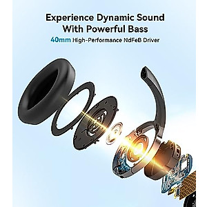 Edifier W600BT Wireless Over-Ear Headphones, Bluetooth V5.1, Crystal Clear Call, 40mm Drivers, 30H Playtime, Connect to 2 Devices, Built-in Microphone, Lightweight, for Travel, Home, Office - Black