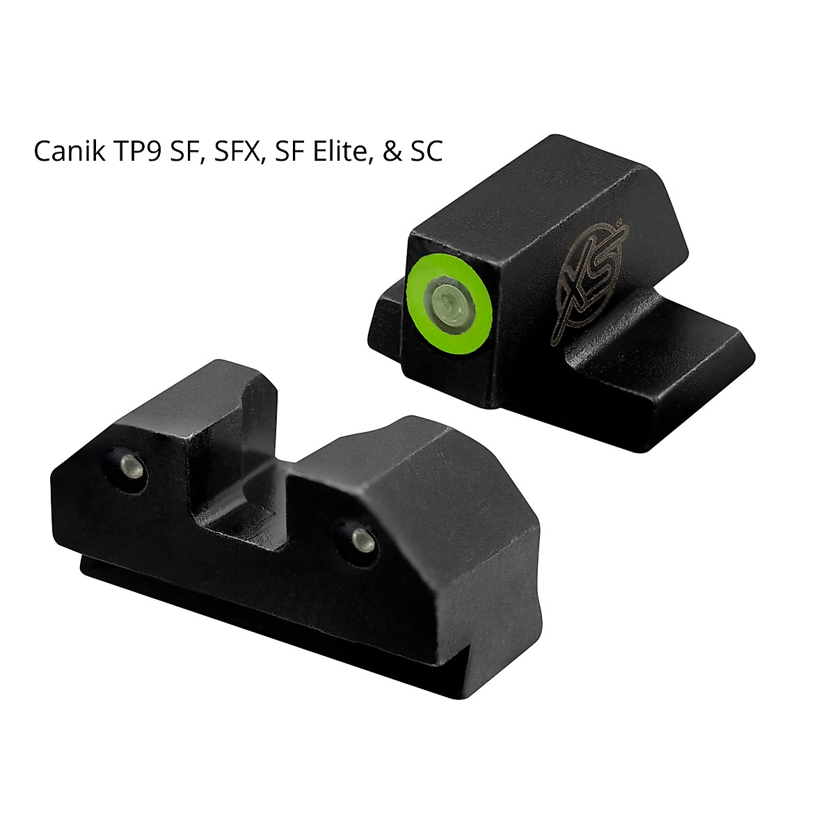 XS SIGHTS R3D Tritium Night Sight for S&W M&P, Sig, Canik, Taurus, and HK Pistols, Front and Rear Glow in The Dark Tritium for Tactical Applications (Green, Canik TP9)