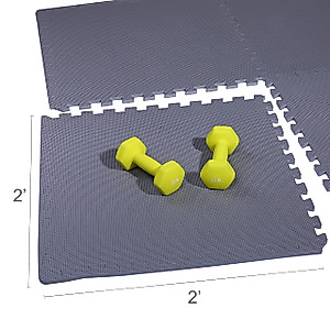 BalanceFrom Puzzle Exercise Mat with EVA Foam Interlocking Tiles for MMA, Exercise, Gymnastics and Home Gym Protective Flooring, 1/2" Thick, 24 Square Feet, Gray