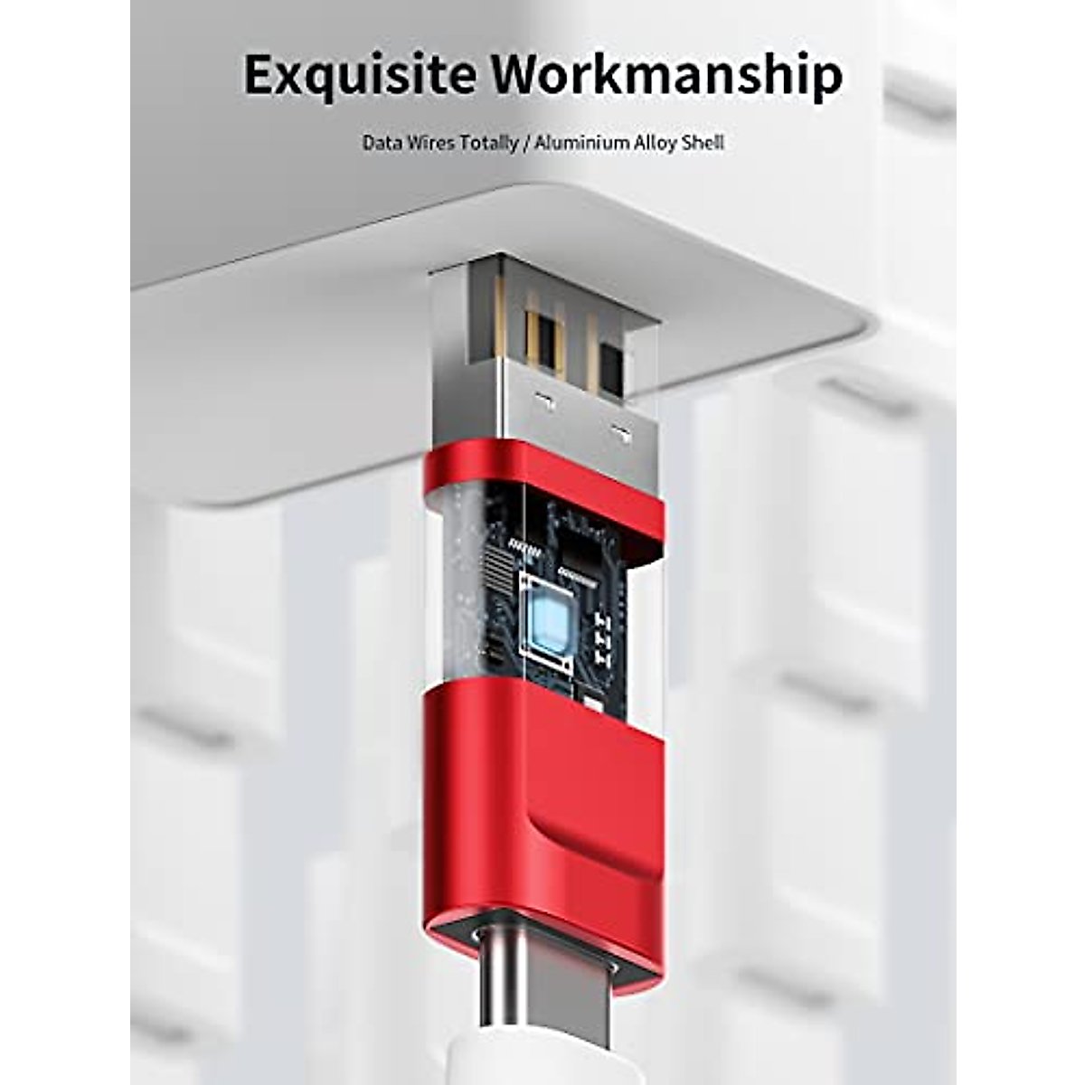 JSAUX USB-C Data Blocker, (2-Pack) USB-A to USB-C Female Defender Only for Quick Charge, Protect Against Juice Jacking, Refuse Hacking Provide Safe Charging- Red