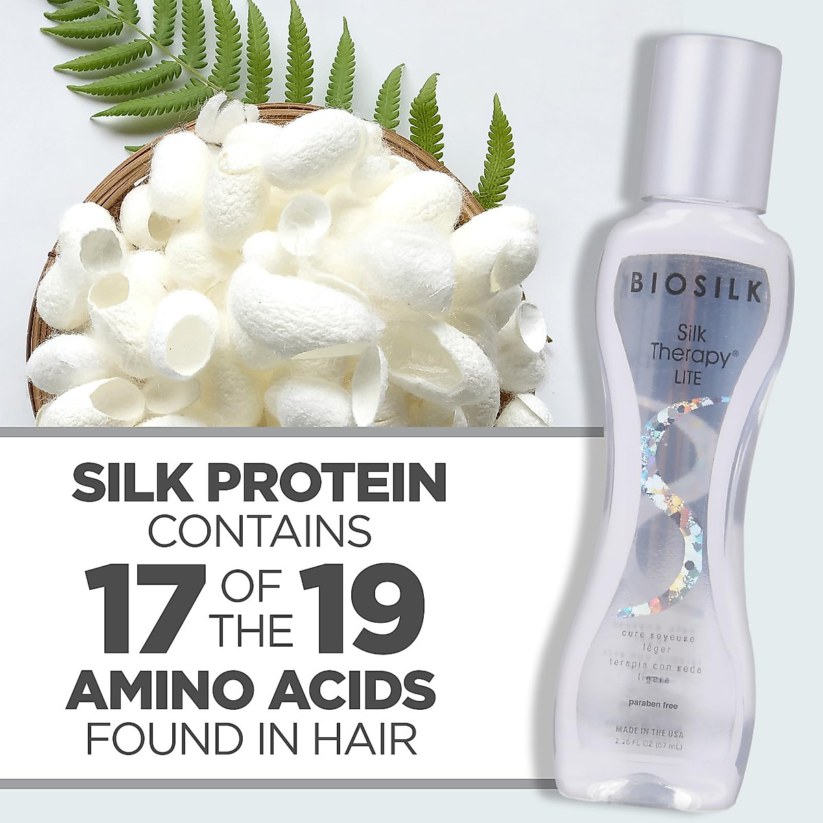 BioSilk Silk Therapy Lite, Leave-In Reconstructing Treatment To Smooth Fine & Thin Hair, Sulfate, Paraben & Cruelty-Free, 2.26 Oz