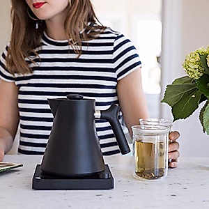 Fellow Corvo EKG Electric Tea Kettle - Electric Pour Over Coffee and Tea Pot - Quick Heating Electric Kettles for Boiling Water - Temperature Control and Built-In Brew Timer - Matte Black - 0.9 Liter