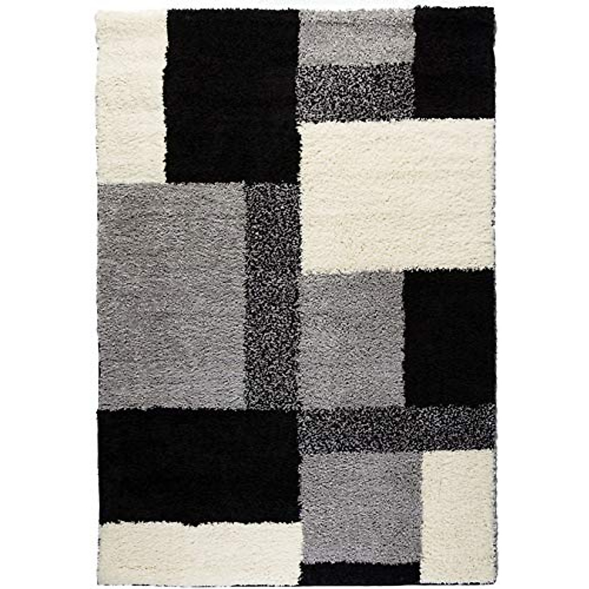 Well Woven Madison Shag Cubes Black Modern Area Rug 5'3" x 7'3"