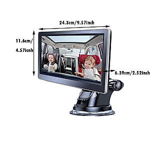 Baby Car Mirror Baby Rear Facing Seat Camera, Baby Car Seat Mirror Camera with Wide Crystal Clear View Monitor, Great Night Vision, Adjustable Sucker Bracket, Easily Observe The Baby's Move