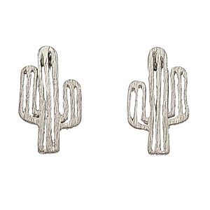 Stud Buds Silver Cactus Nickel Free Earrings from Howard's Inc