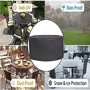 HUHJYUGE Patio Dining Table Cover Round Dust-Proof 24" D x 24" H, Patio Furniture Covers Waterproof, Garden Furniture Covers, Furniture Covers for Outdoor Seating Sectional Windproof
