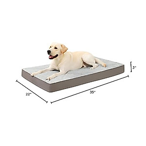 KSIIA Orthopedic Crate Bed - Plush Washable Dog Bed with Egg Crate Foam and Removable Cover, 35 x 22 Inch, Gray