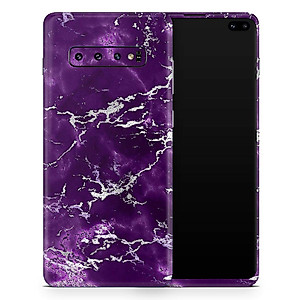 DesignSkinz Purple Marble & Digital Silver Foil V7 Protective Vinyl Decal Wrap Skin Cover Compatible with The Samsung Galaxy S20 (Screen Trim & Back Glass Skin)
