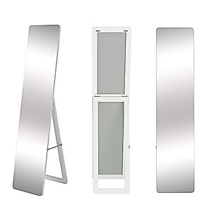SogesHome 63'' x 15'' Full Length Body Mirror, Full Body Mirror Wall Mirror, Floor Mirror with Stand, Dressing Mirror for Bedroom, Living-Room, White