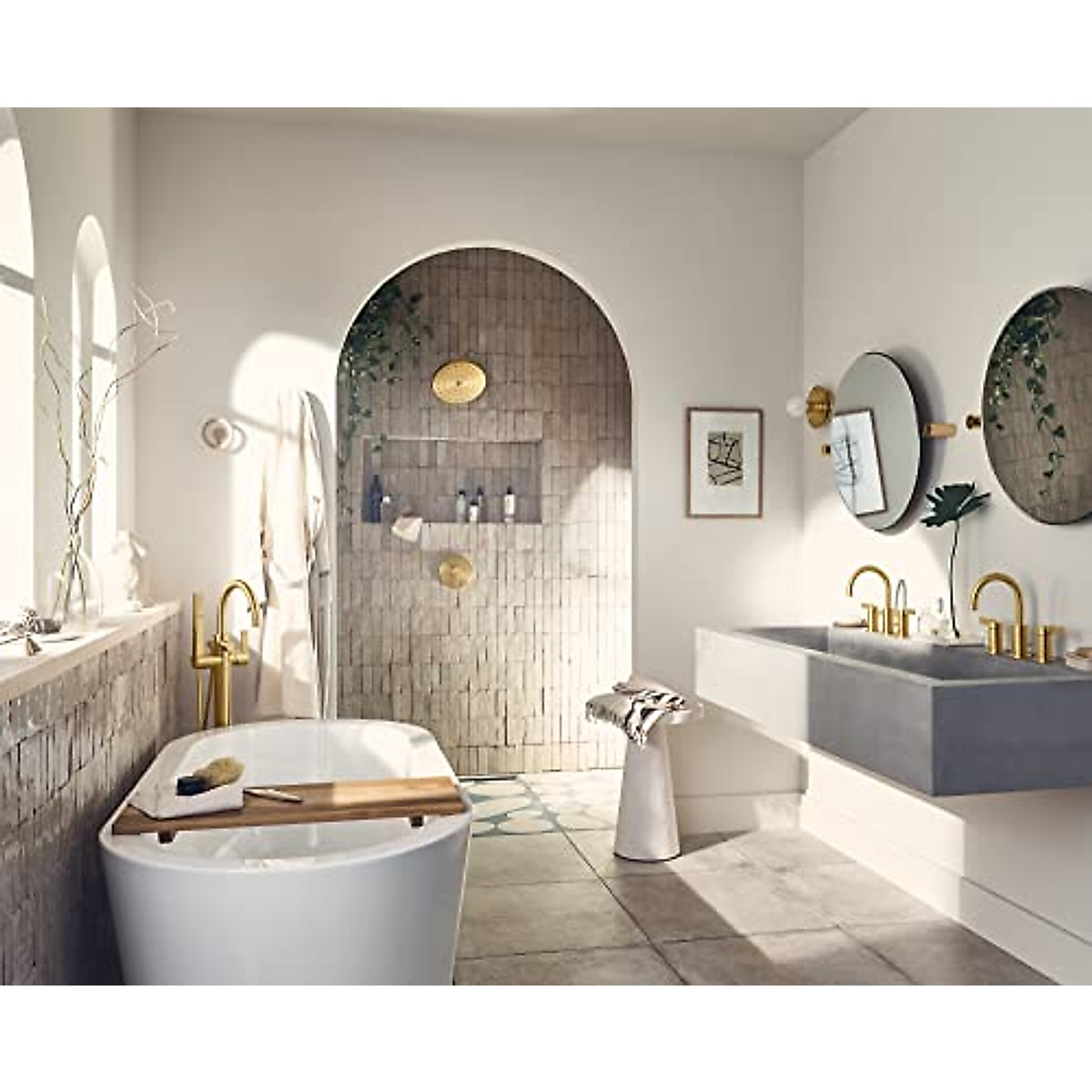 Moen T6222BG CIA Collection 8 in. Widespread 2-Handle High-Arc Bathroom Faucet Trim Kit, Valve Required, Brushed Gold