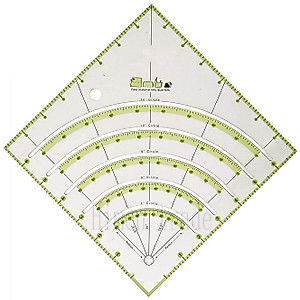 HONEYSEW Arcs & Fans Quilt Circle Cutter Ruler Multifunctional Arc Cutting Patchwork Ruler,Acrylic Quilters Ruler with Double Colored Lines for Cutting Cloth Ruler Template Sewing Crafts