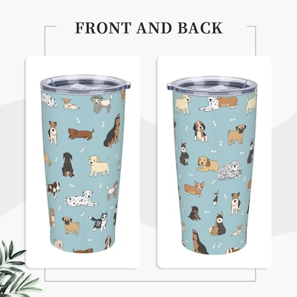 Yaxongx 20oz Tumbler Dogs Double Wall Vacuum Insulated Coffee Mug with Lid and Metal Straw Brush Reusable Stainless Steel Water Bottle Travel Cup Gifts for Car Ice Drinks Hot Beverage
