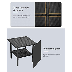 FDW Patio Furniture Sets,3 Pieces Outdoor Wicker Bistro Set Rattan Chair Conversation Sets with Coffee Table for Yard/Backyard Lawn Porch Poolside Balcony,Black