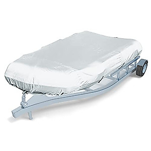 Seapisode 600D Marine Grade Fade and Tear Resistant Dinghy Cover, Heavy Duty Waterproof and Sunproof Inflatable Boat Cover, Silver (10.5'-11.5' Long)
