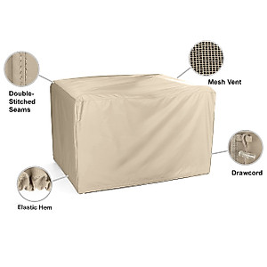 Covermates Outdoor Modular Club Chair Cover - Water Resistant Polyester, Drawcord Hem, Mesh Vents, Seating and Chair Covers, 34W x 34D x 30H, Khaki